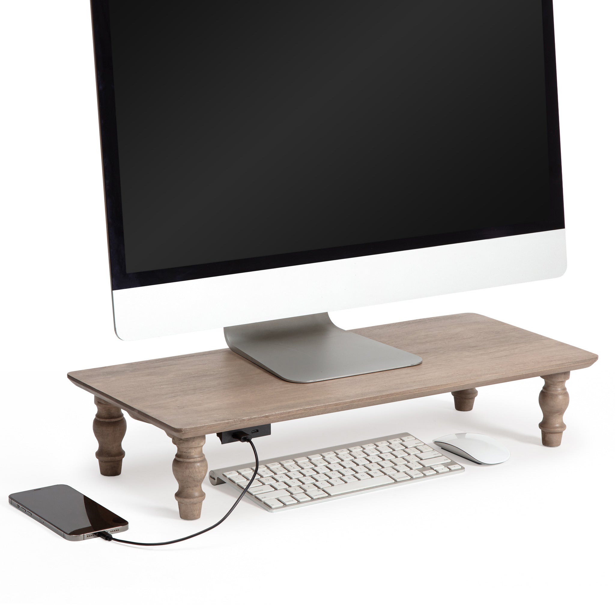 Greuze Biscotti Wooden Monitor Stand French Scroll Legs USB Ports ...