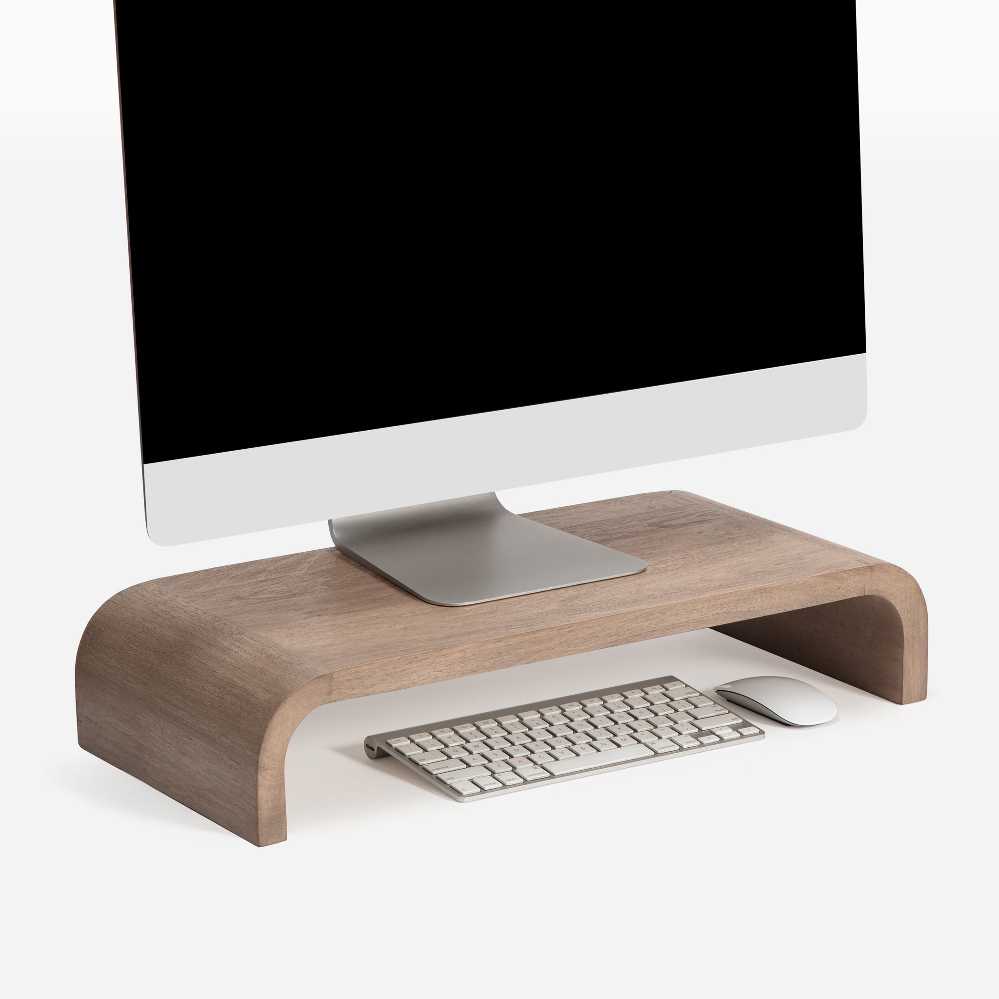 Galle Biscotti Mango Wood Monitor Stand With Curved Legs And USB Ports ...
