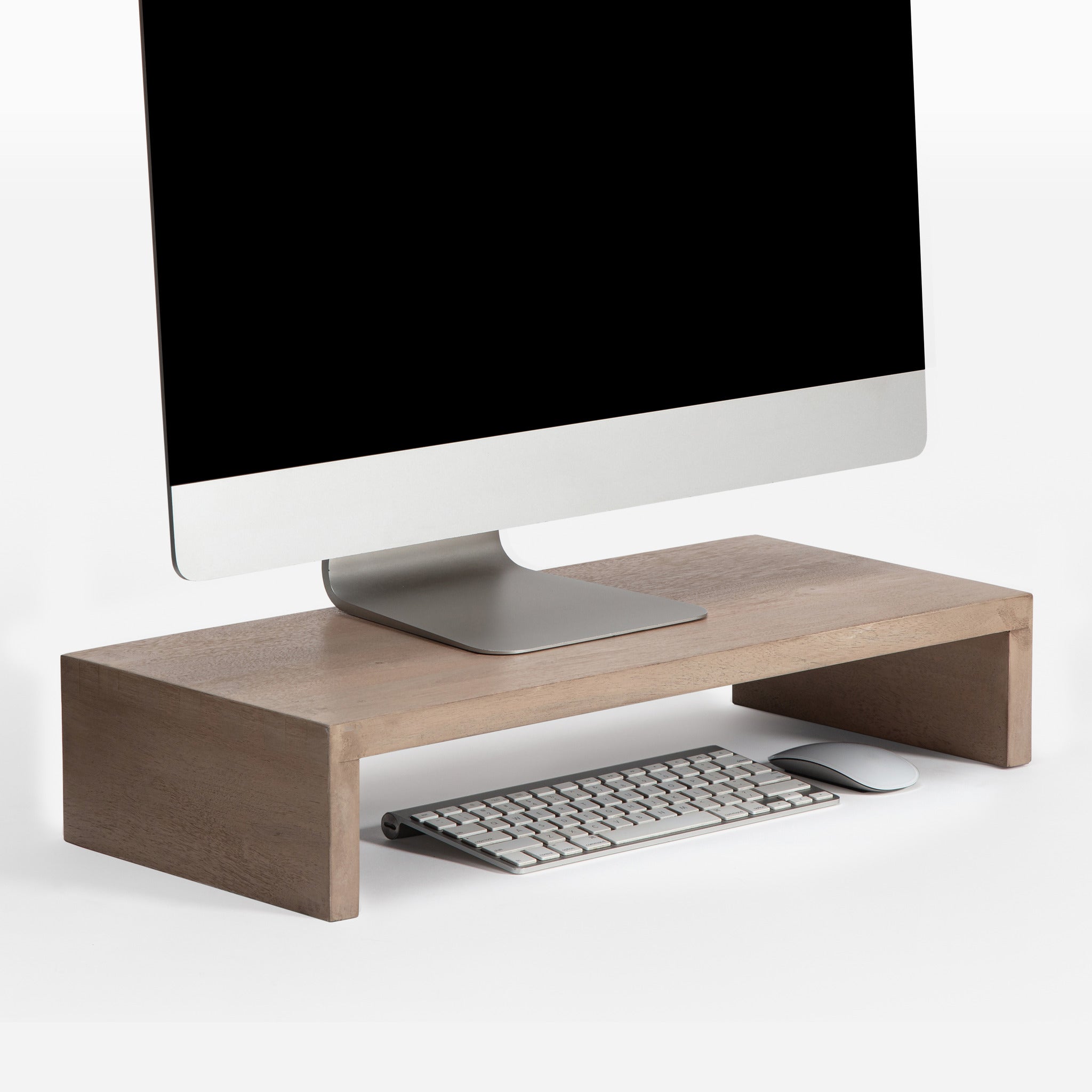 Horta Biscotti Mango Wood Monitor Stand With Straight Legs USB Ports ...