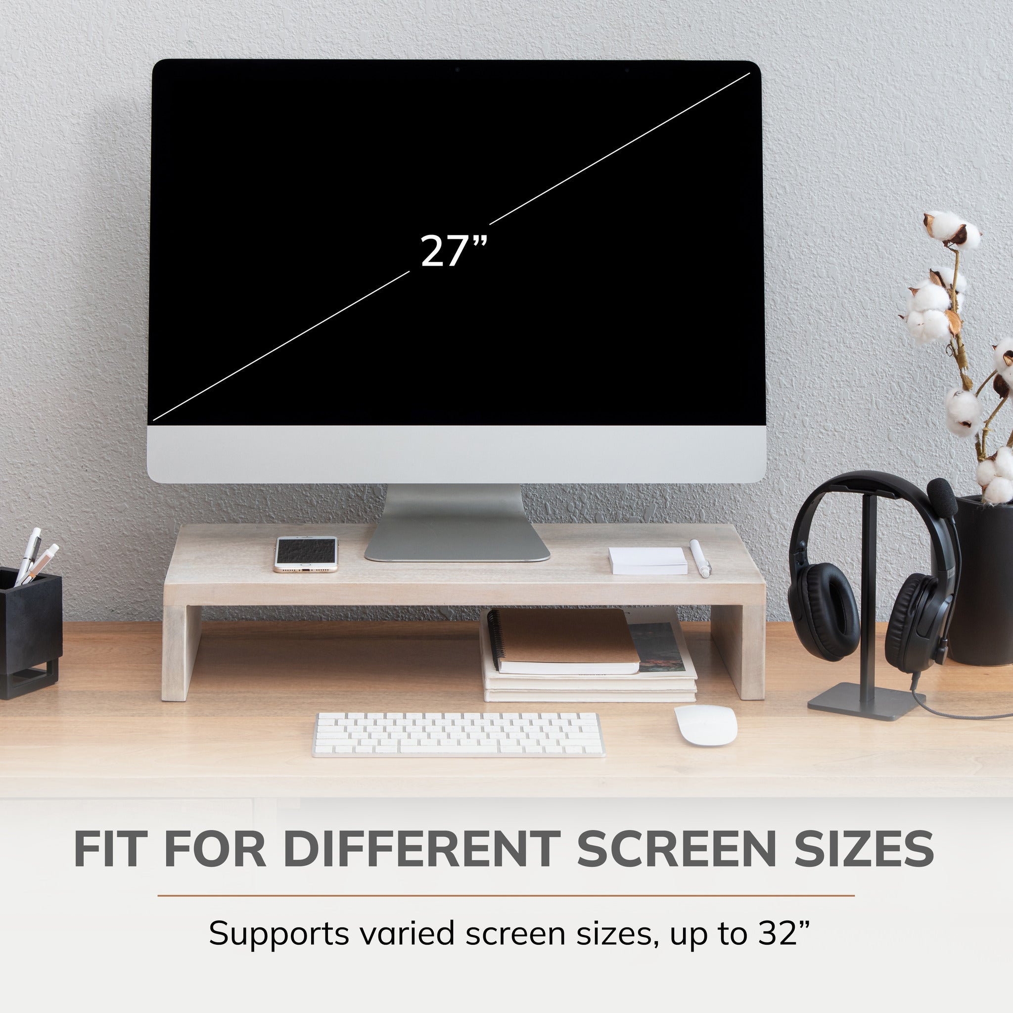 Guimard Whitewash Mango Monitor Stand With Straight Legs USB Ports ...