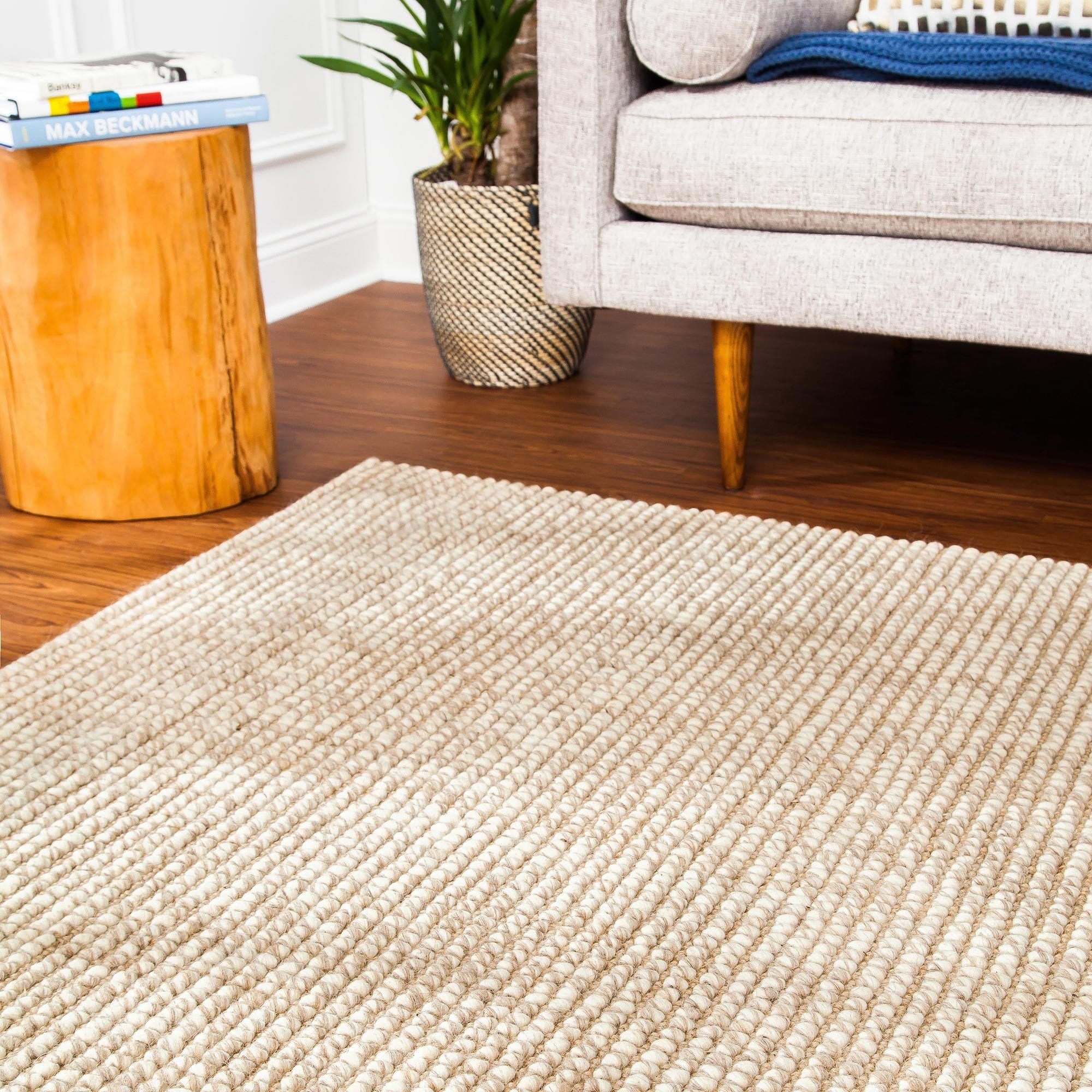 Zatar Gold Tan Beige Jute & Wool Area Rug – Anji Mountain