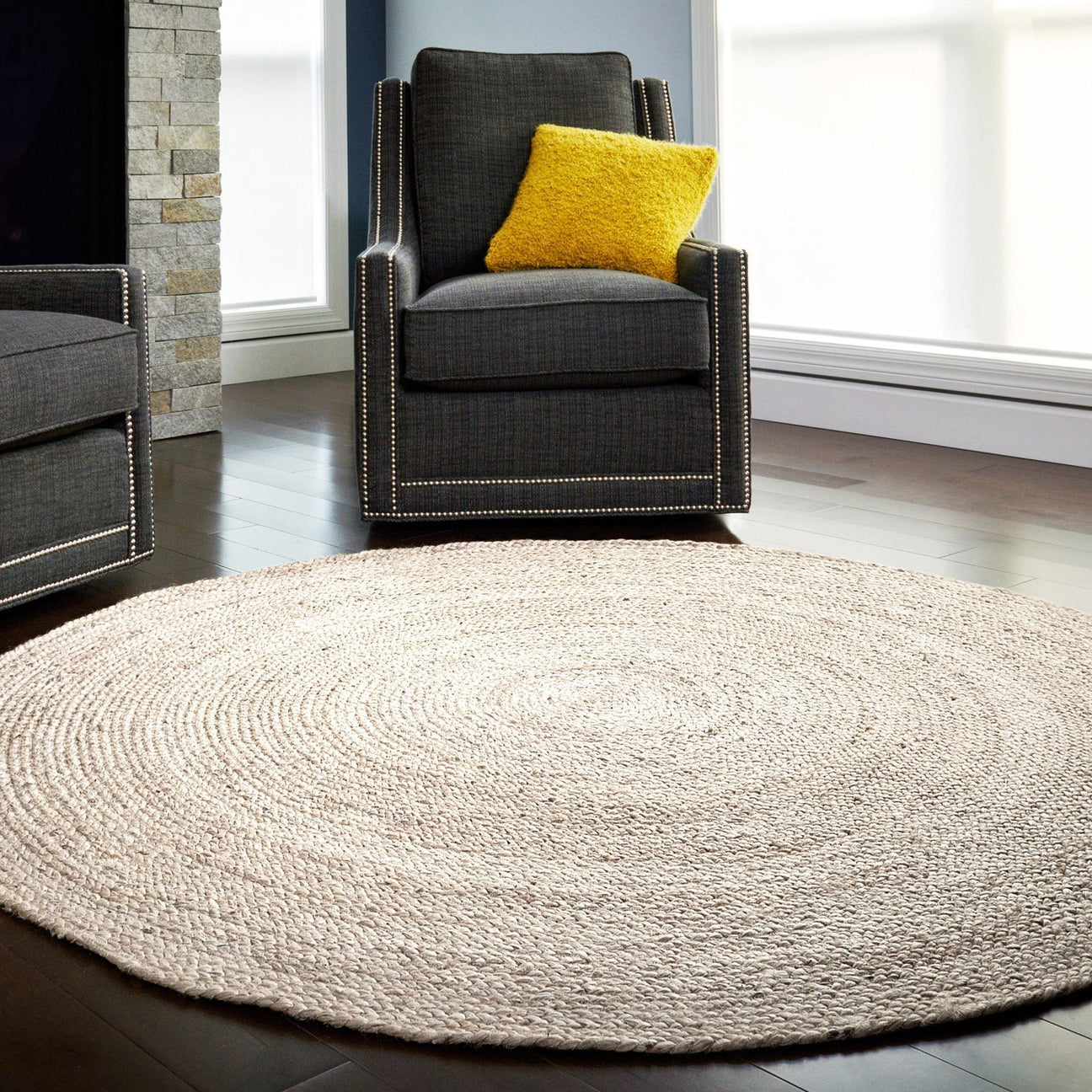Kerala Ivory Round Oval Jute Area Rug – Anji Mountain