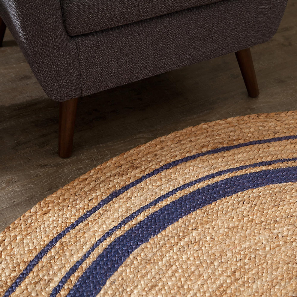 Kerala Midnite Tan Gold Blue Jute Area Rug – Anji Mountain
