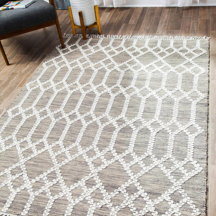 Raani Brown Ivory Jute Wool Cotton Area Rug – Anji Mountain