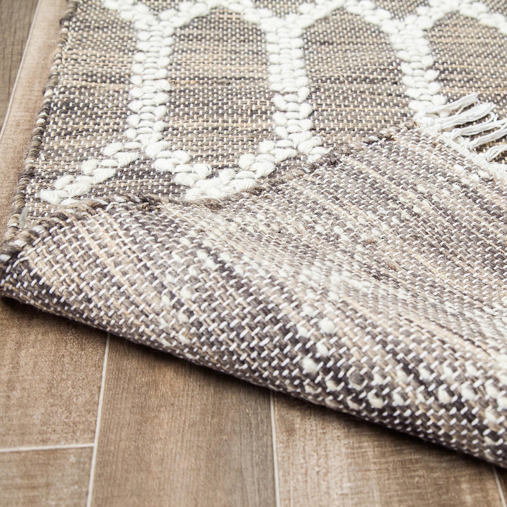 Raani Brown Ivory Jute Wool Cotton Area Rug – Anji Mountain