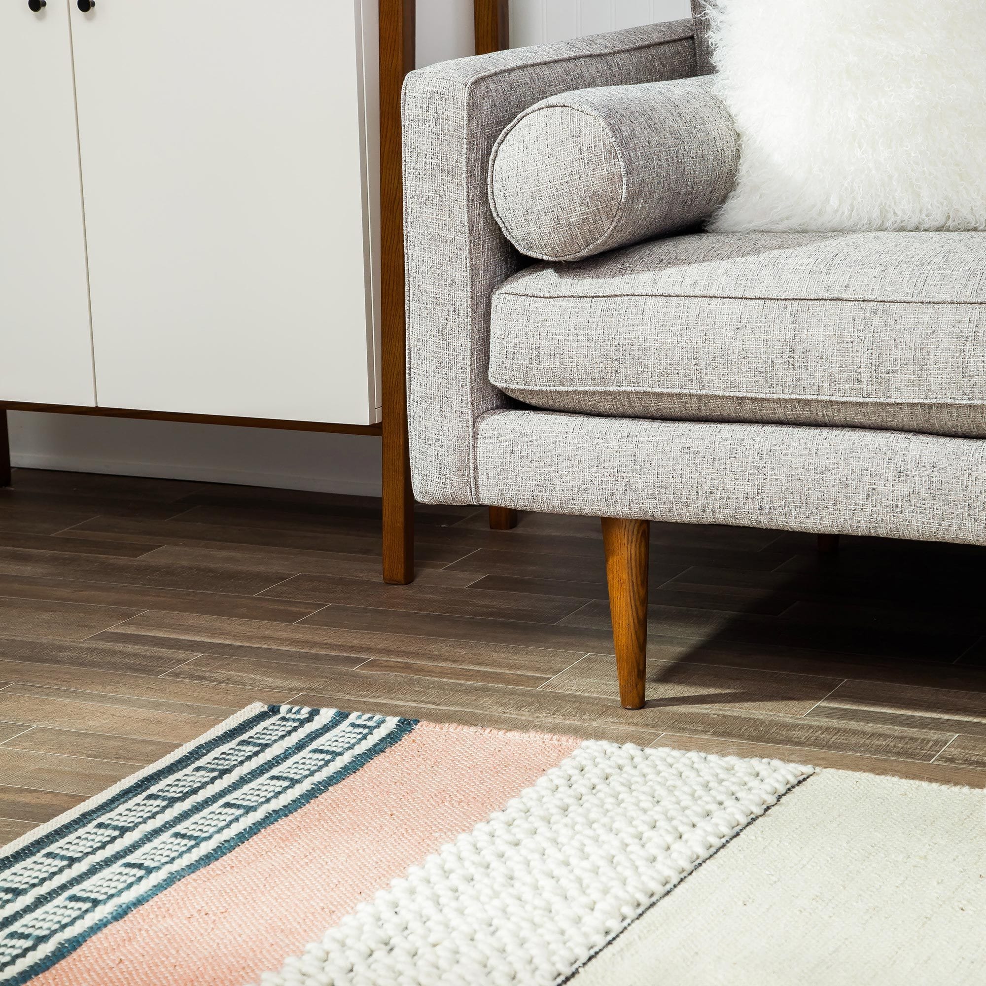 Sultana Ivory Blue Red Jute Wool Cotton Area Rug – Anji Mountain