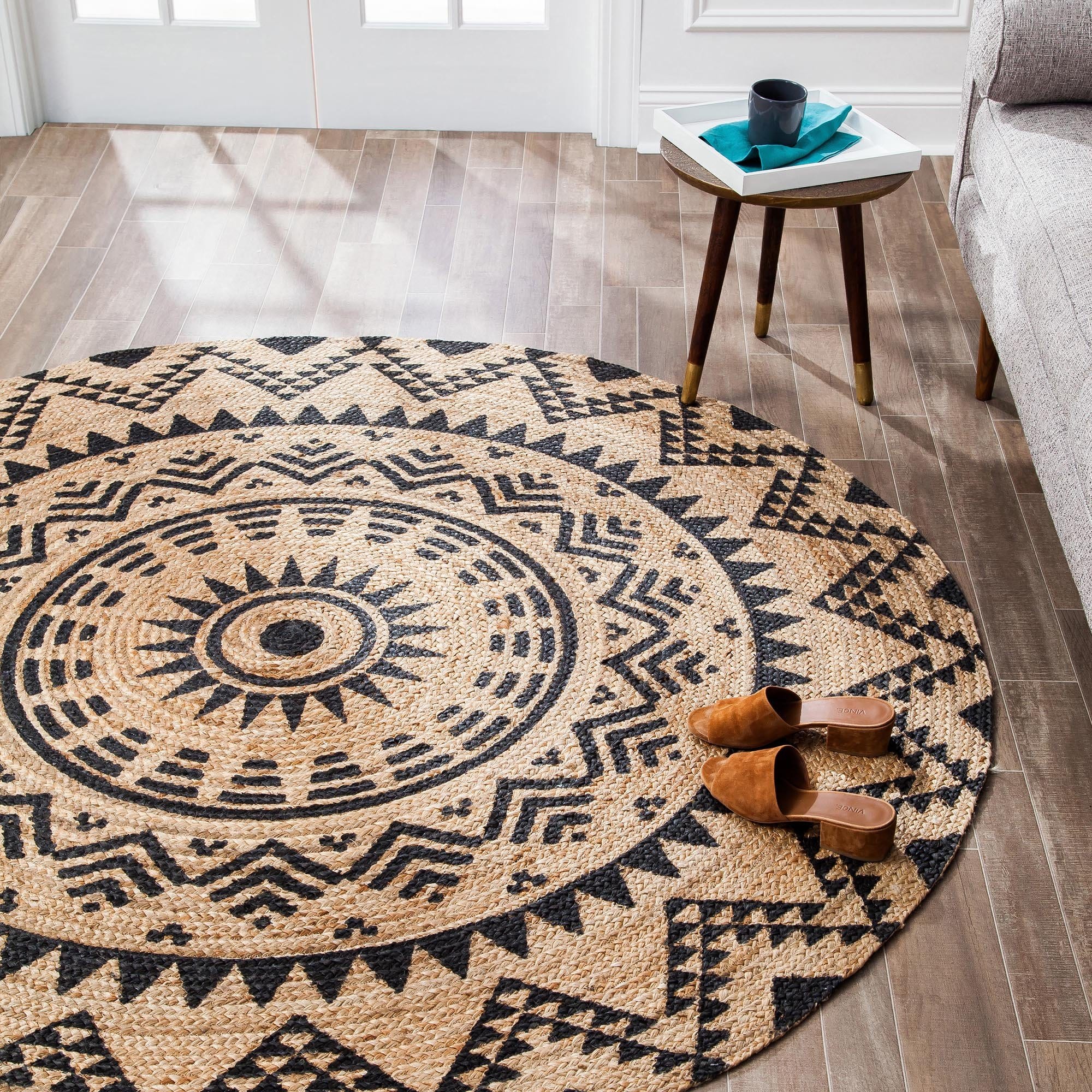 Cortez Tan Black Jute Area Rug – Anji Mountain