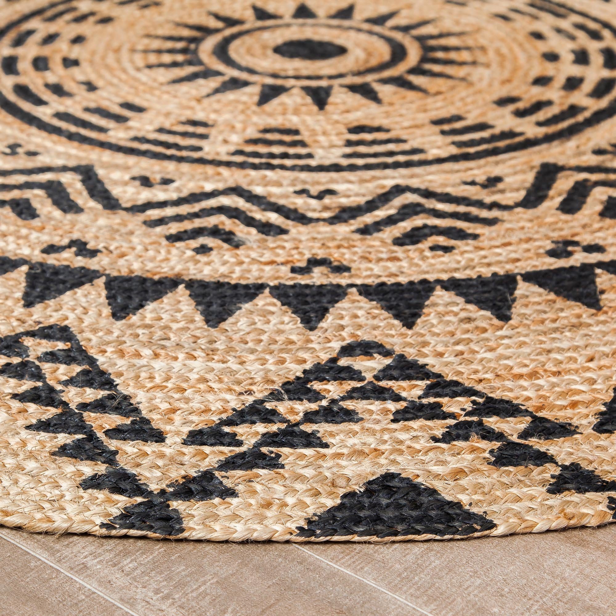 Cortez Tan Black Jute Area Rug – Anji Mountain